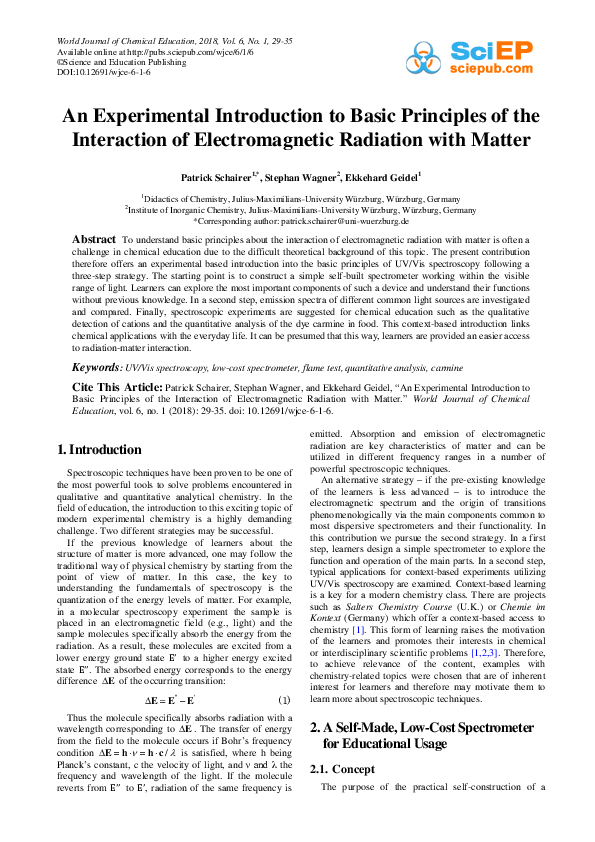 (PDF) An Experimental Introduction to Basic Principles of the ...