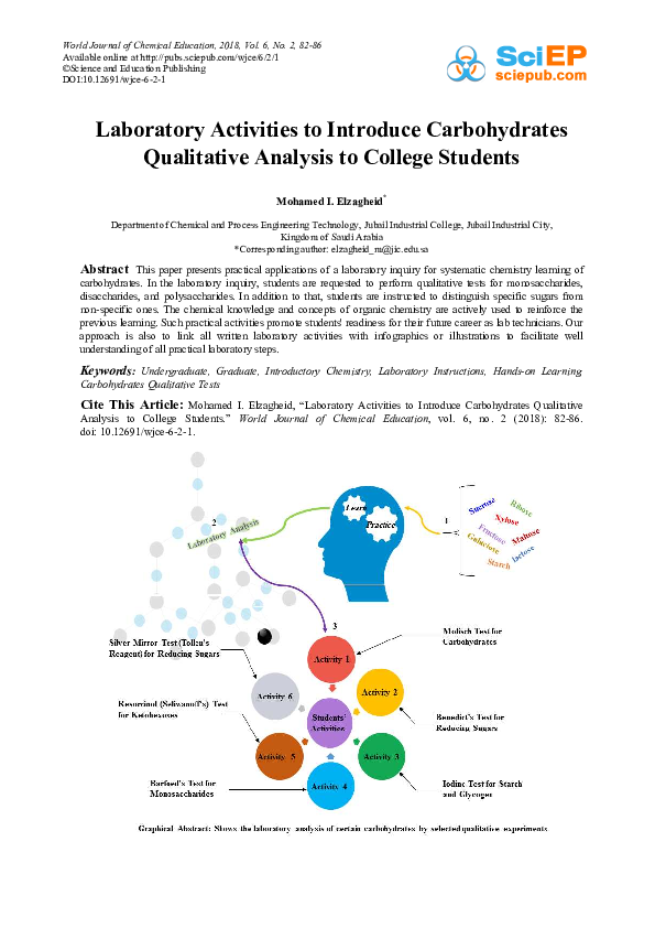 (PDF) Laboratory Activities to Introduce Carbohydrates Qualitative ...