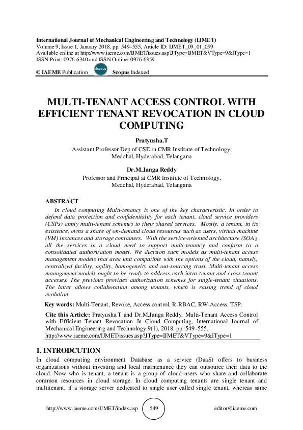 (PDF) MULTI-TENANT ACCESS CONTROL WITH EFFICIENT TENANT REVOCATION IN ...
