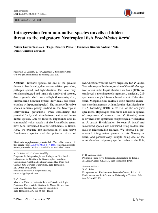 (PDF) Introgression from non-native species unveils a hidden threat to ...