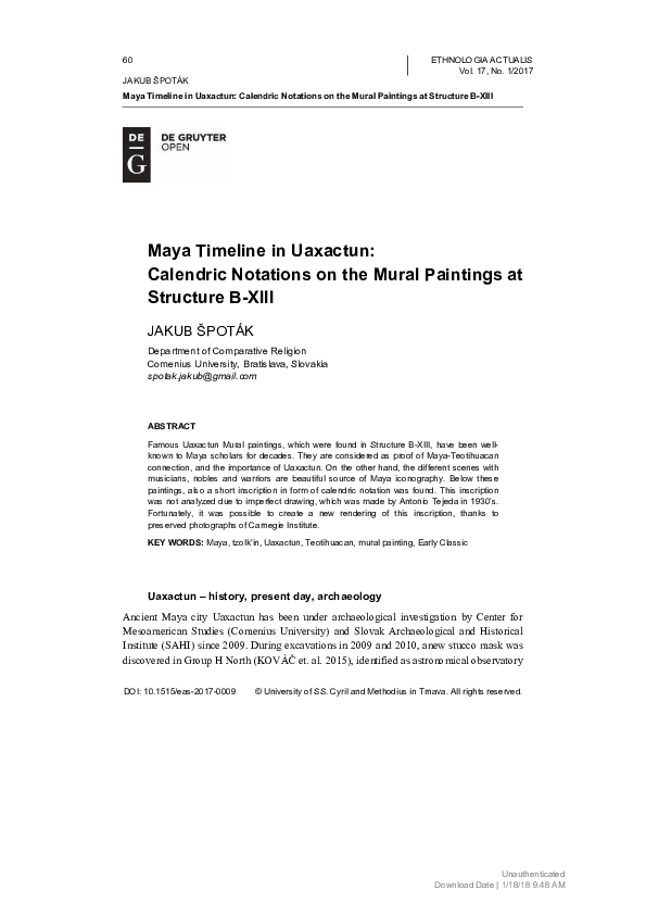 (PDF) Maya Timeline in Uaxactun: Calendric Notations on the Mural ...