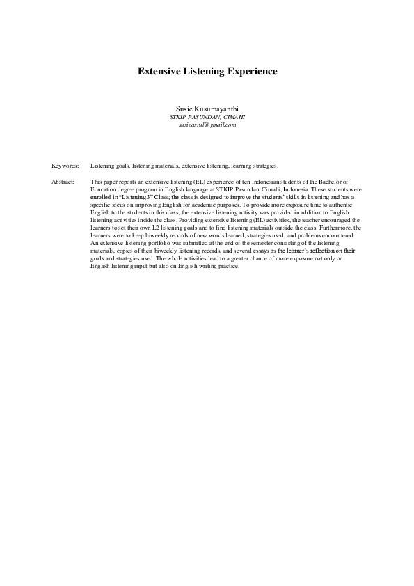 (PDF) Extensive Listening Experience