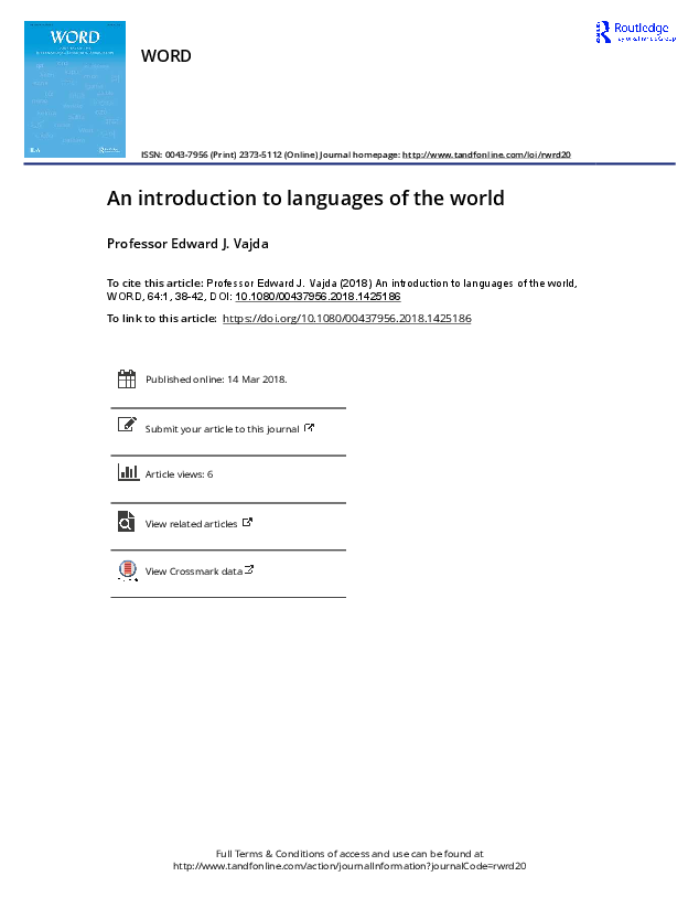 (PDF) An introduction to languages of the world