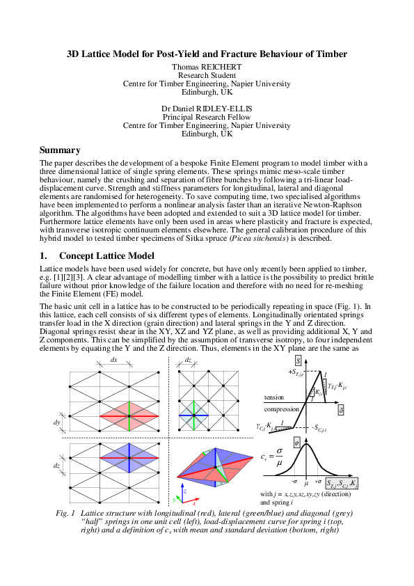 (PDF) 3D Lattice Model for Post-Yield and Fracture Behaviour of Timber.