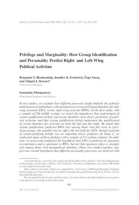 (PDF) Privilege and Marginality: How Group Identification and ...