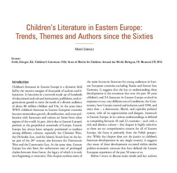 (PDF) Children's Literature in Eastern Europe: Trends, Themes and ...