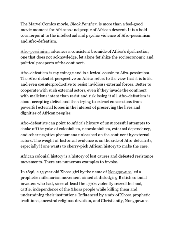(PDF) Black Panther Rewrites the Moment of the Original Colonial ...