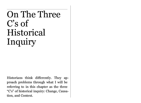 (PDF) On the 3 C's of Historical Inquiry