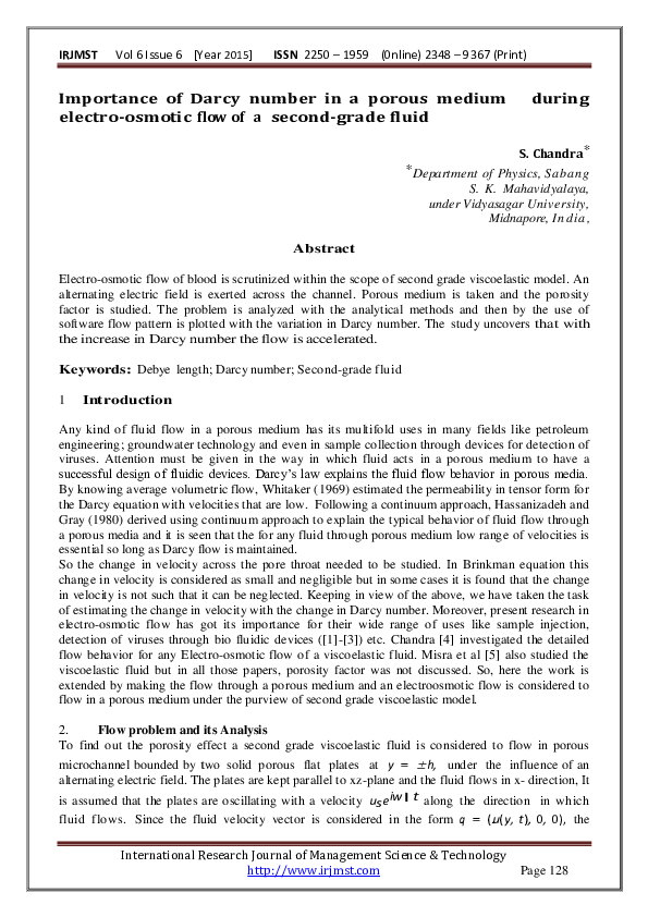 (PDF) Importance of Darcy number in a porous medium during electro ...