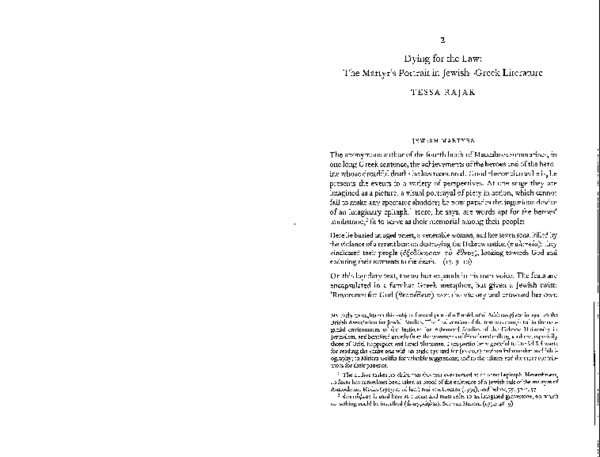 (PDF) Tessa Rajak, “Dying for the Law: The Martyr’s Portrait in Jewish ...