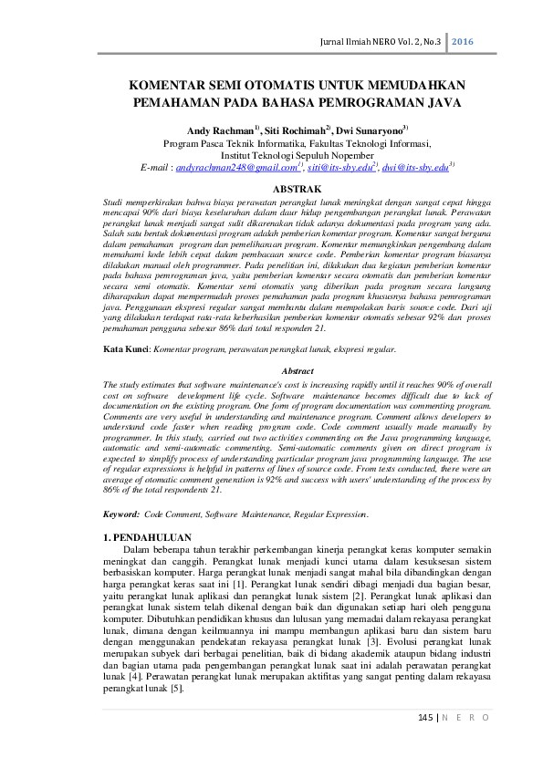 (PDF) KOMENTAR SEMI OTOMATIS UNTUK MEMUDAHKAN PEMAHAMAN PADA BAHASA PEMROGRAMAN JAVA