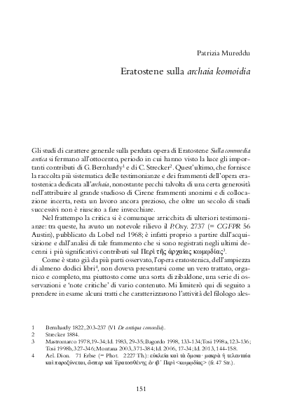 (PDF) Eratostene sulla 'archaia komoidia'
