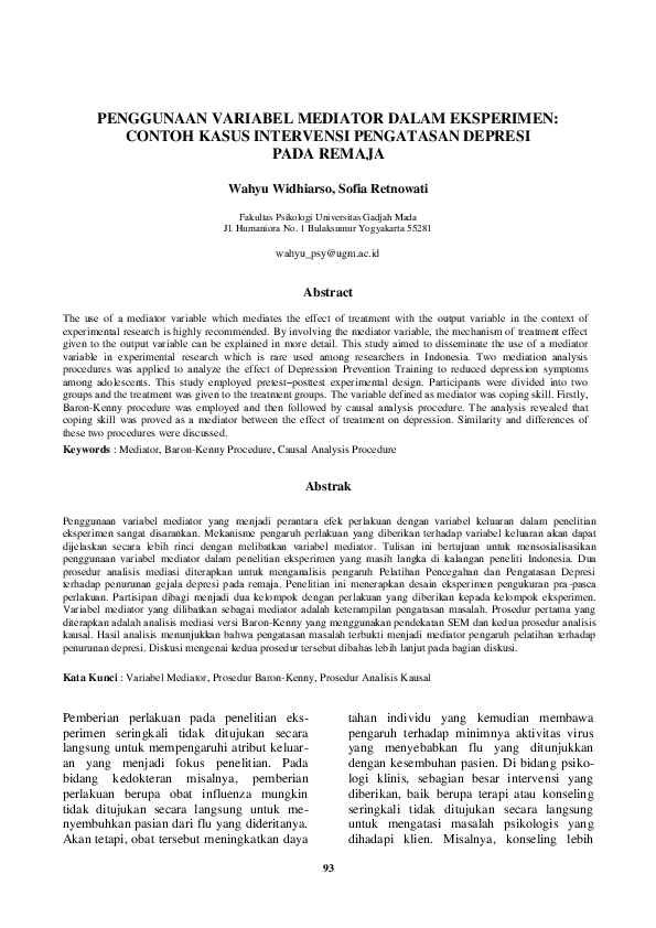 (PDF) Penggunaan Variabel Mediator Dalam Eksperimen: Contoh Kasus ...