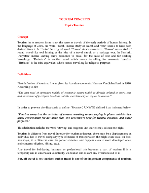 (PDF) TOURISM CONCEPTS Topic-Tourism Concept