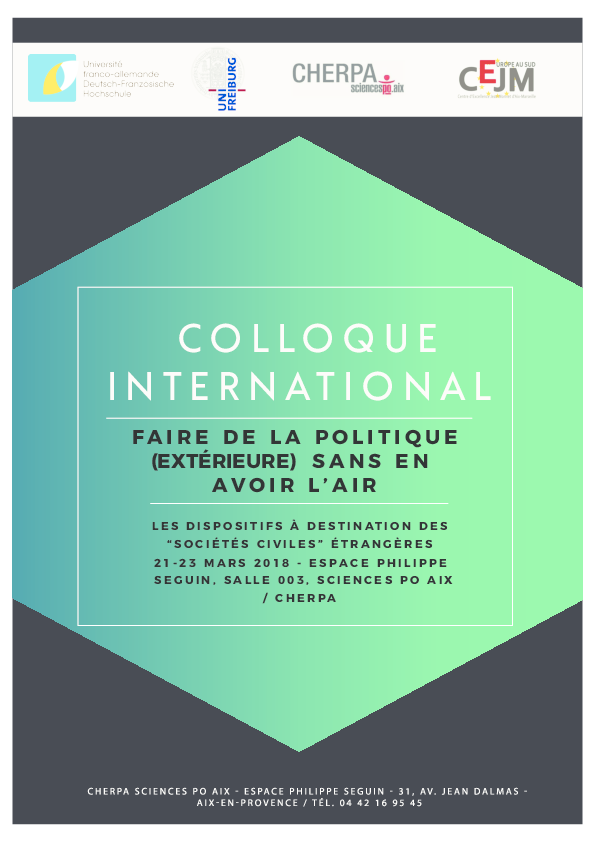(PDF) Colloque international "Faire de la politique(extérieure) sans en avoir l'air" (21-23 mars ...