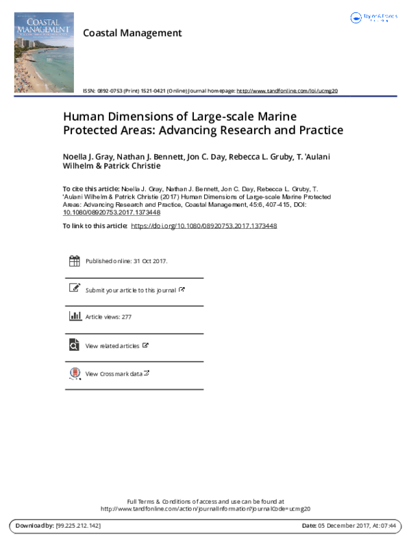 (PDF) Human Dimensions of Large-scale Marine Protected Areas: Advancing ...