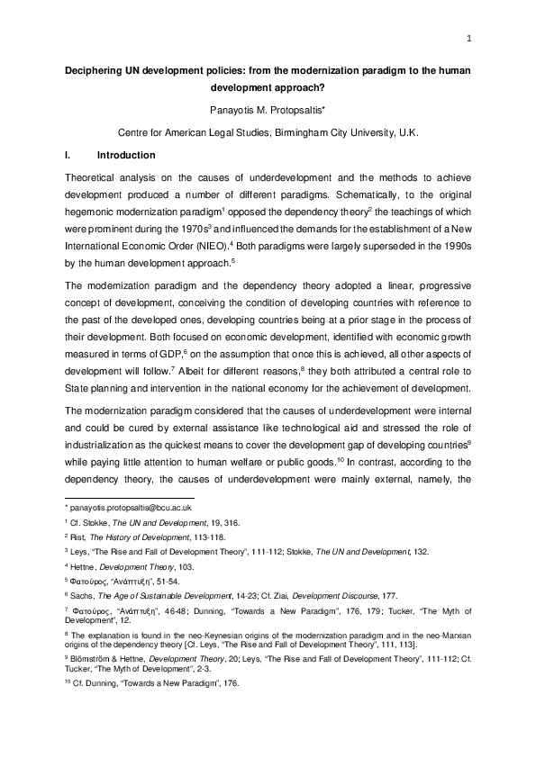(PDF) Deciphering UN development policies: from the modernisation ...