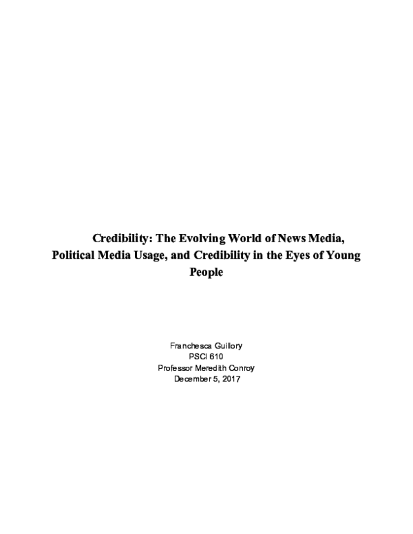 Pdf Credibility The Evolving World Of News Media Political Media