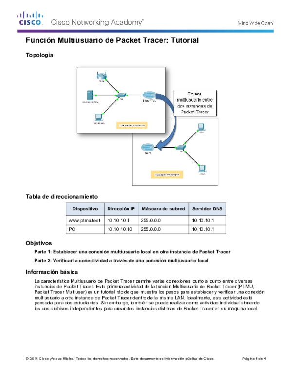 (PDF) Función Multiusuario de Packet Tracer: Tutorial