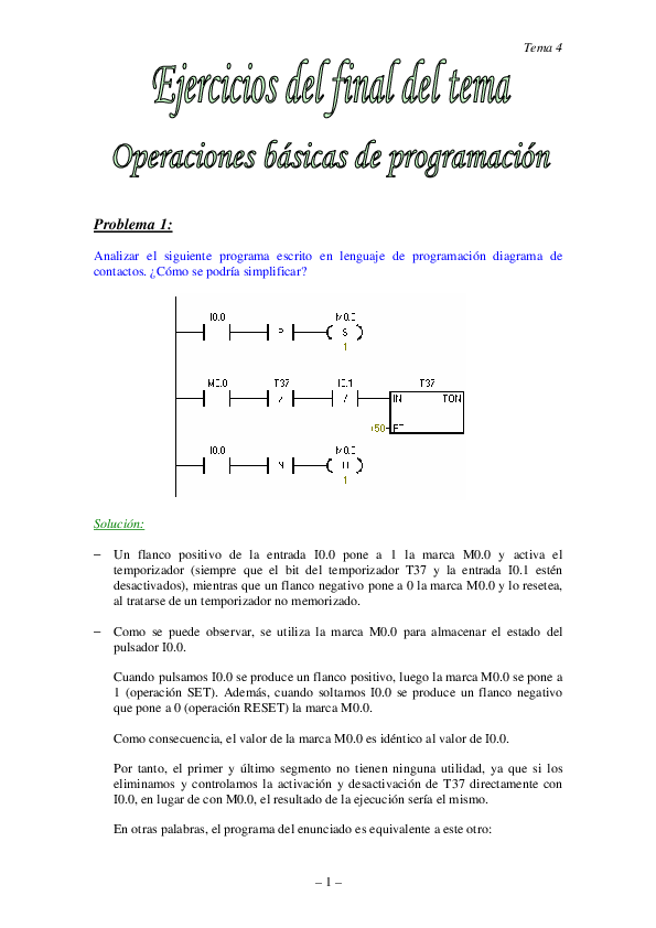 (PDF) PROBLEMAS DE PLC - Problema 1
