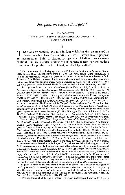 (PDF) Albert I. Baumgarten, “Josephus on Essene Sacrifice,” Journal of ...