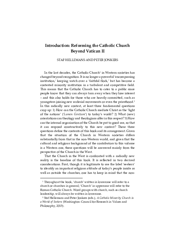 (PDF) Introduction: Reforming the Catholic Church Beyond Vatican II