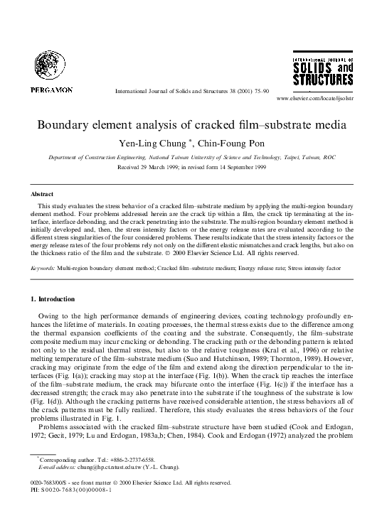 (PDF) Boundary element analysis of cracked ®lm±substrate media