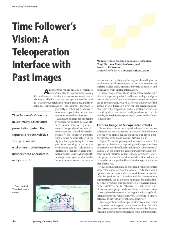 (PDF) Time Follower's Vision: a teleoperation interface with past images