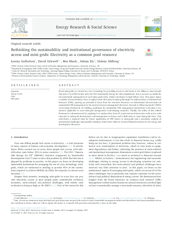 (PDF) Rethinking the sustainability and institutional governance of ... (PDF) Rethinking the sustainability and institutional governance of ...