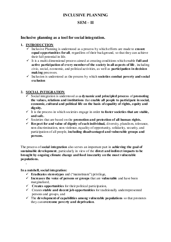 (PDF) INCLUSIVE PLANNING SEM – II Inclusive planning as a tool for ...