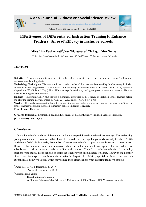 (PDF) Effectiveness of Differentiated Instruction Training to Enhance ...