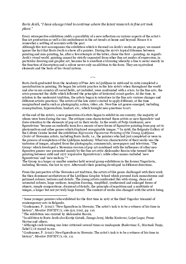 (DOC) Boris Jesih: Reflecting on Artistic Evolution