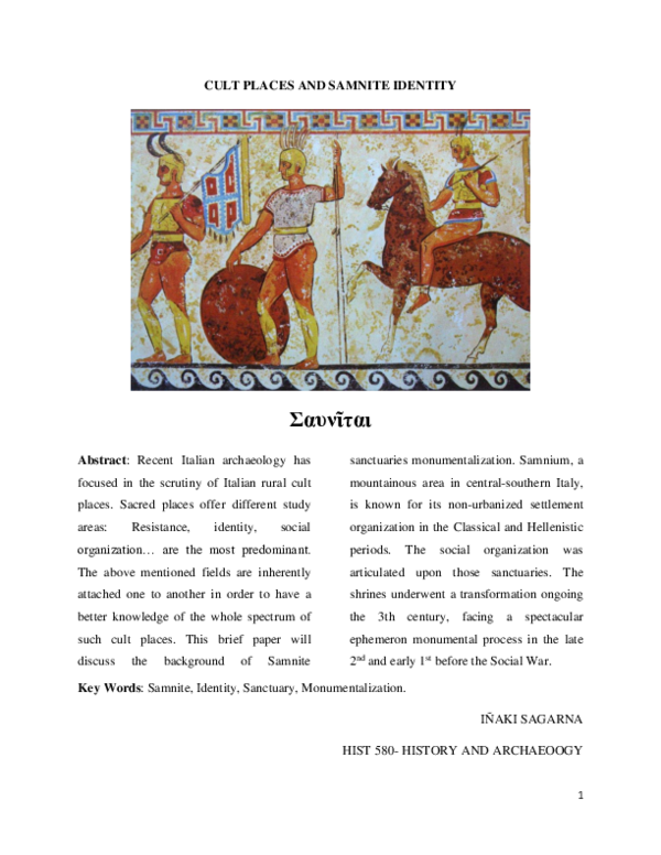 (PDF) CULT PLACES AND SAMNITE IDENTITY
