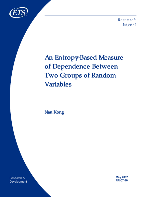 Pdf An Entropy Based Measure Of Dependence Between Two Groups Of