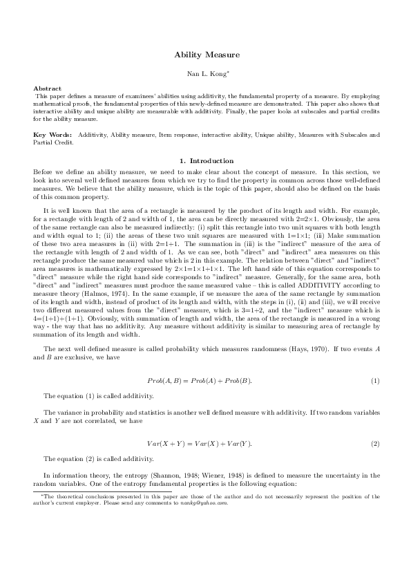 (PDF) Measure, Additivity and Decomposition