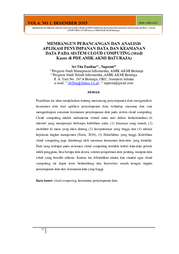 (DOC) MEMBANGUN PERANCANGAN DAN ANALISIS APLIKASI PENYIMPANAN DATA DAN KEAMANAN DATA PADA SISTEM ...