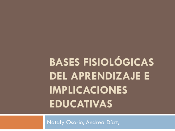 (PPT) Bases fisiologicas del aprendizaje e implicaciones educativas