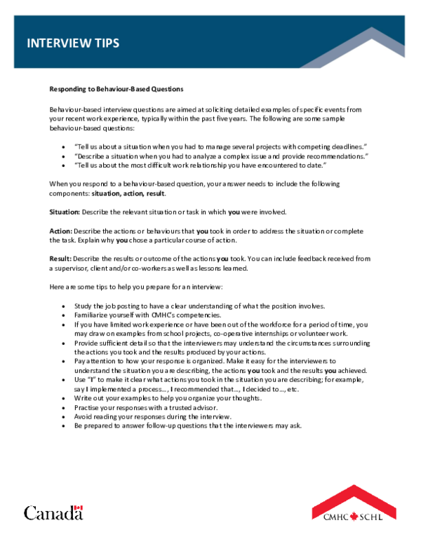 (PDF) Responding to Behaviour-Based Questions