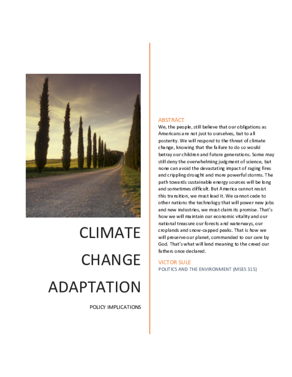 (PDF) CLIMATE CHANGE ADAPTATION POLICY IMPLICATIONS VICTOR SULE ...