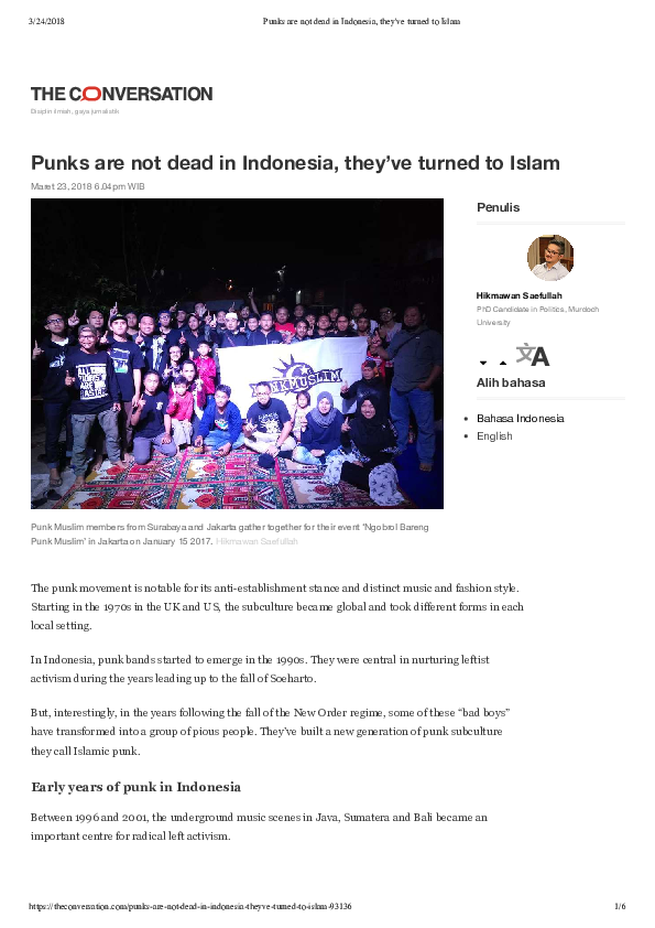 (PDF) Punks are not dead in Indonesia, they've turned to Islam