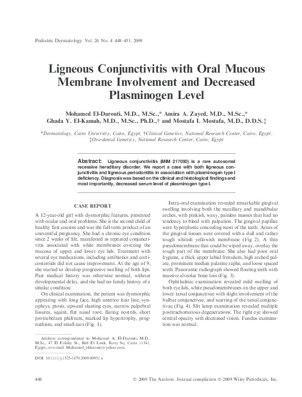 (PDF) Ligneous Conjunctivitis with Oral Mucous Membrane Involvement and ...