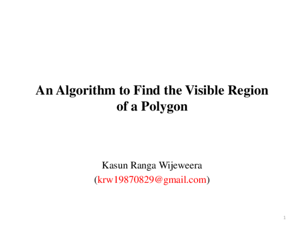 (PPT) An Algorithm to Find the Visible Region of a Polygon