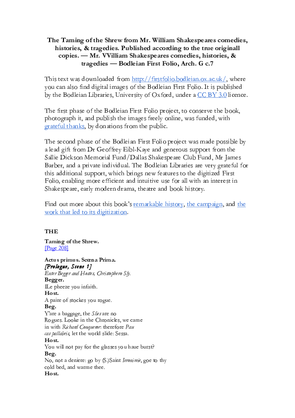 (PDF) Taming of the shrew