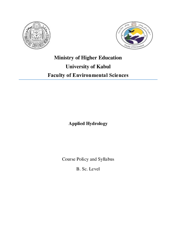 (PDF) Applied Hydrology Course Policy Eng