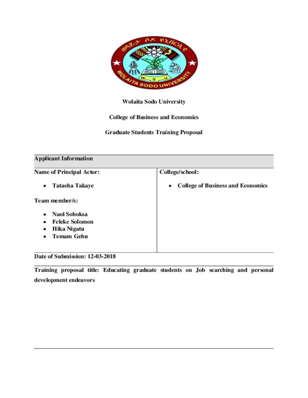 (DOC) Training proposal title: Educating graduate students on Job ...