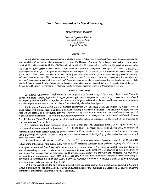 (PDF) Non Linear Regression for Signal Processing