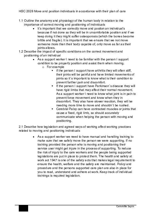 (DOC) HSC 2028 Move and position individuals in accordance with their 1