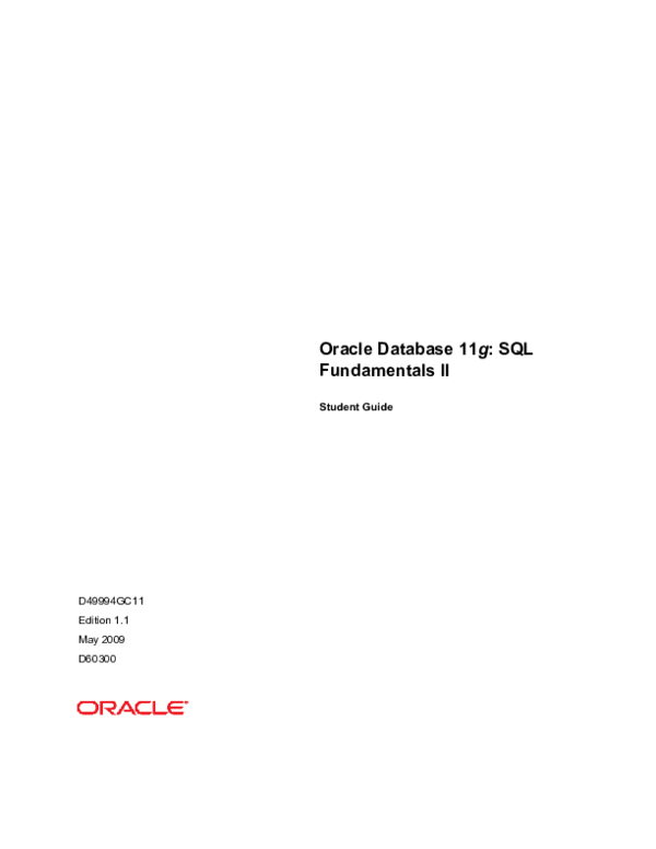(PDF) Oracle Database 11g: SQL Fundamentals II Student Guide | sei sei ...