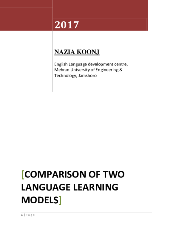 (PDF) COMPARISON OF TWO LANGUAGE LEARNING MODELS
