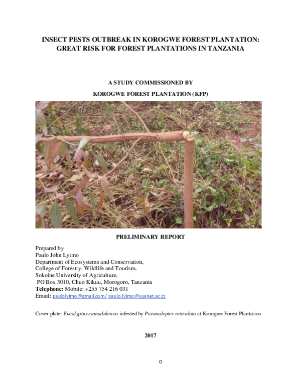 (PDF) INSECT PESTS OUTBREAK IN KOROGWE FOREST PLANTATION: GREAT RISK ...